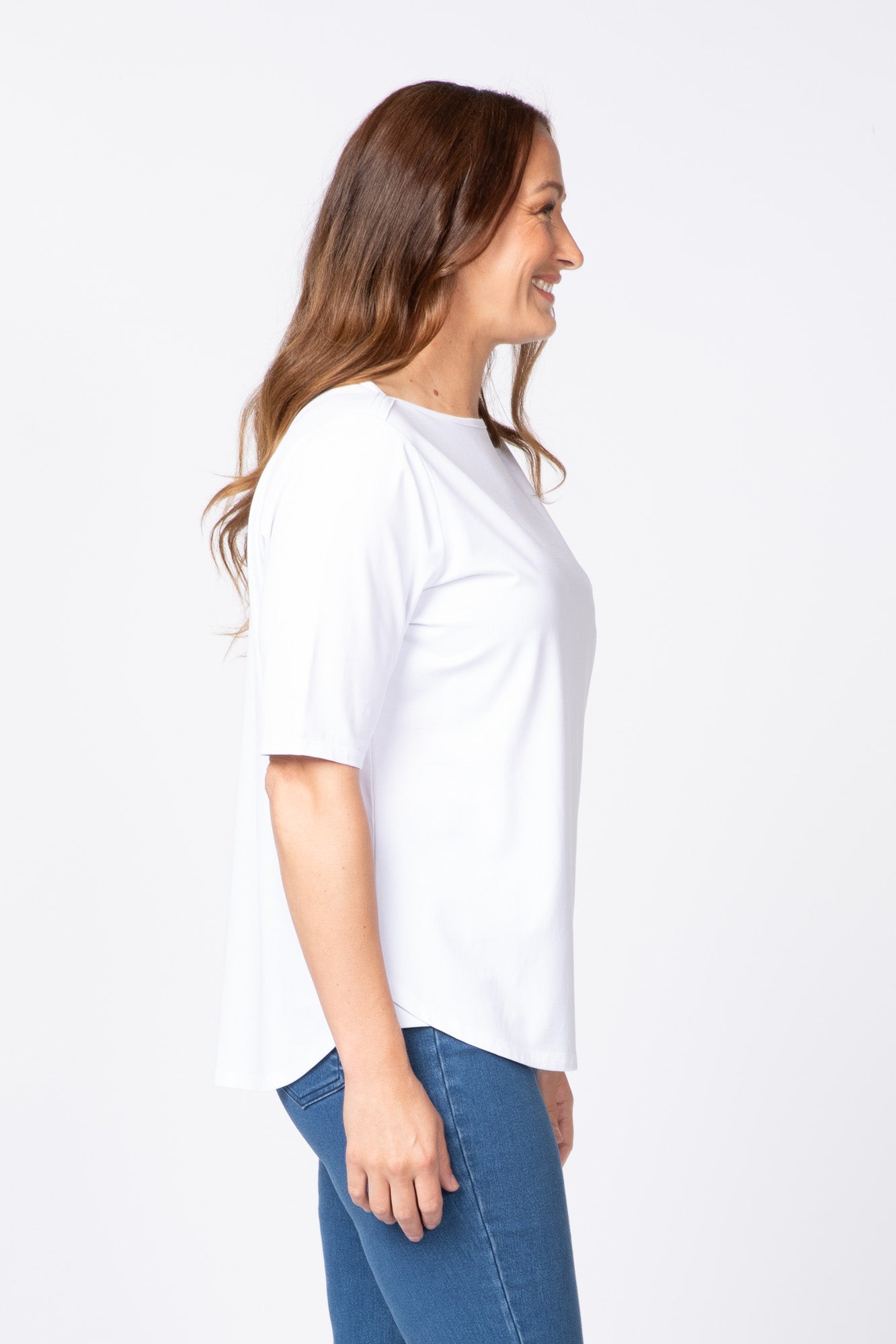 Shop Recreation Boat Neck Elbow Slv Top in White – Fella Hamilton