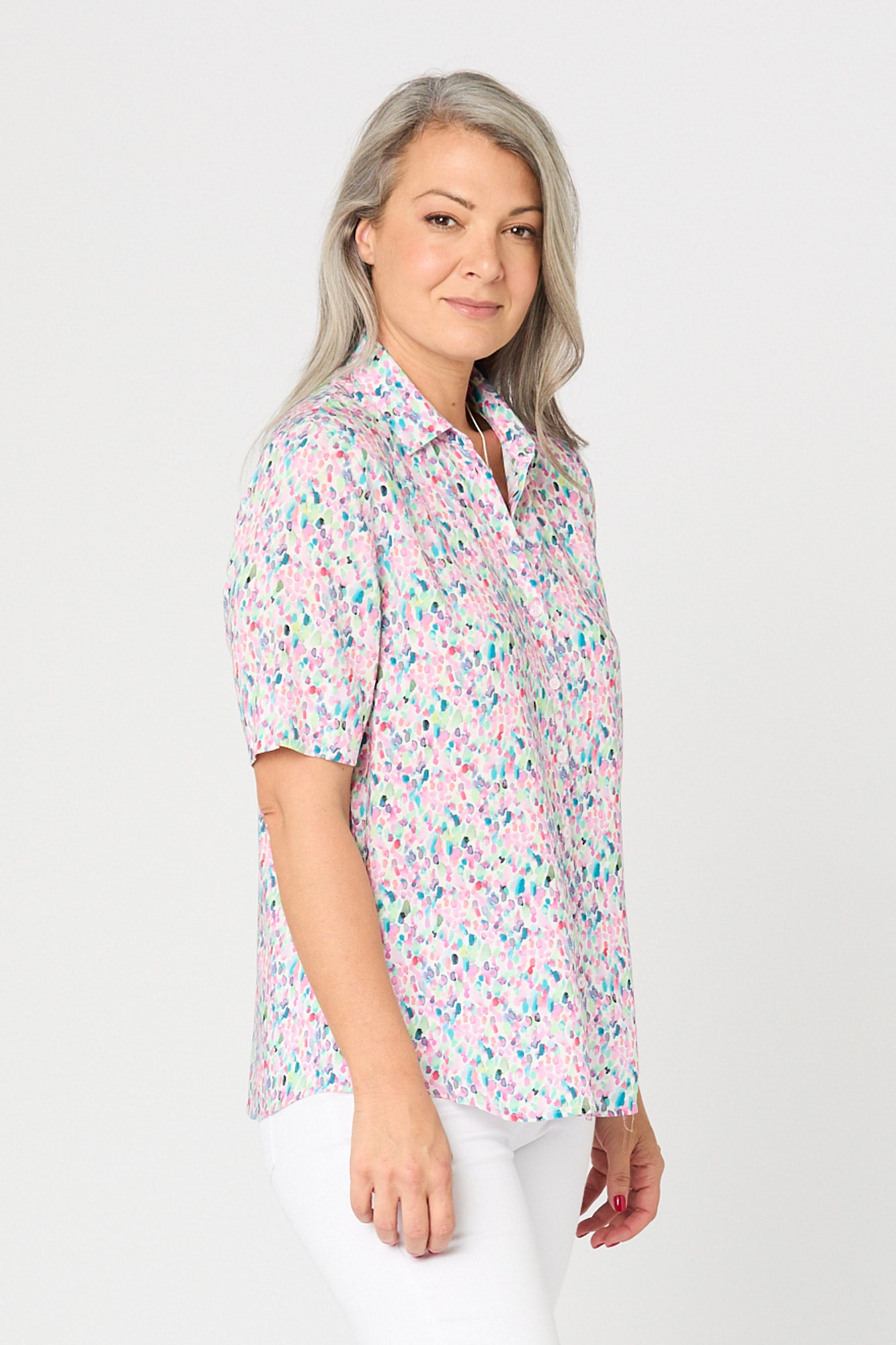 Shop Fetti Short Sleeve Shirt in Pink/Aqua – Fella Hamilton