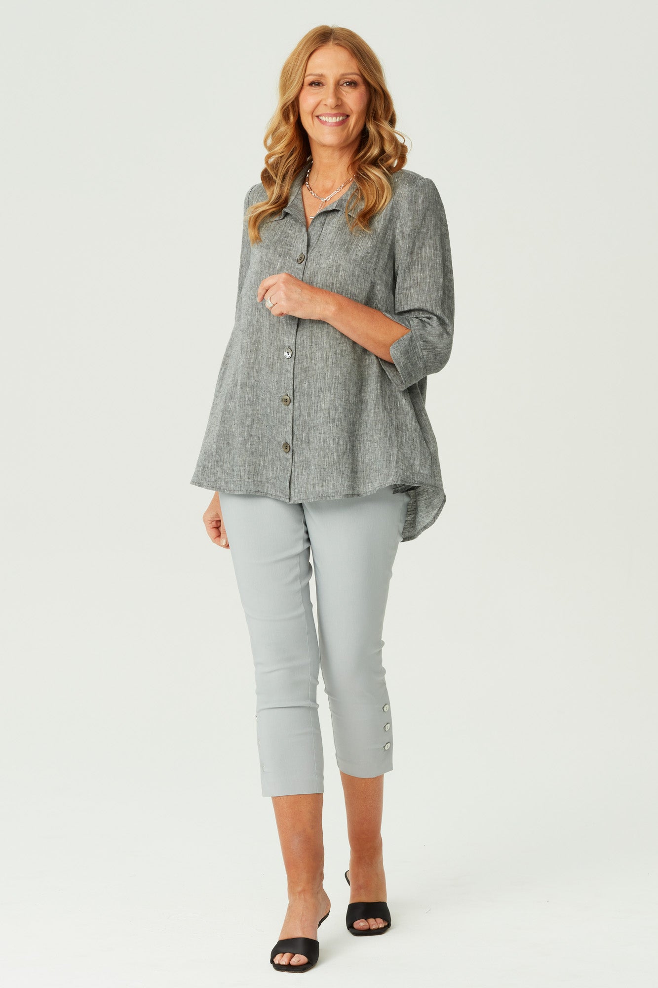 Shop Linza 3/4 Slv Swing Shirt in Blk/White – Fella Hamilton