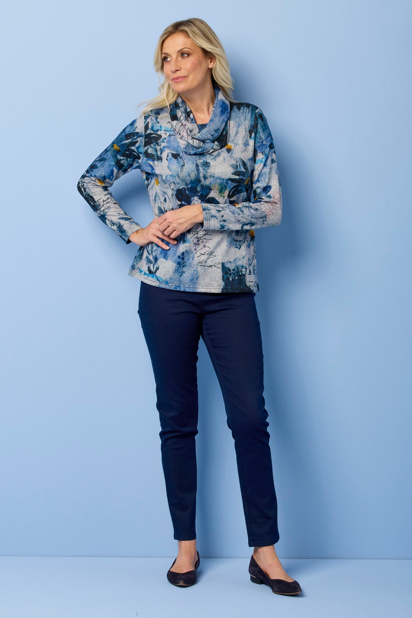 Shop Verse Cosy Top With Snood in Blue – Fella Hamilton