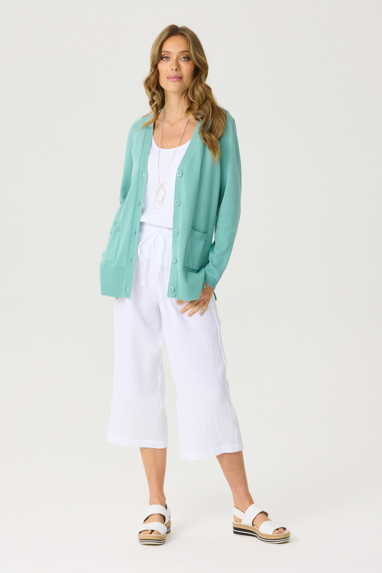 Shop Fountain Button L/Lsv Cardigan in Mediterranean – Fella Hamilton