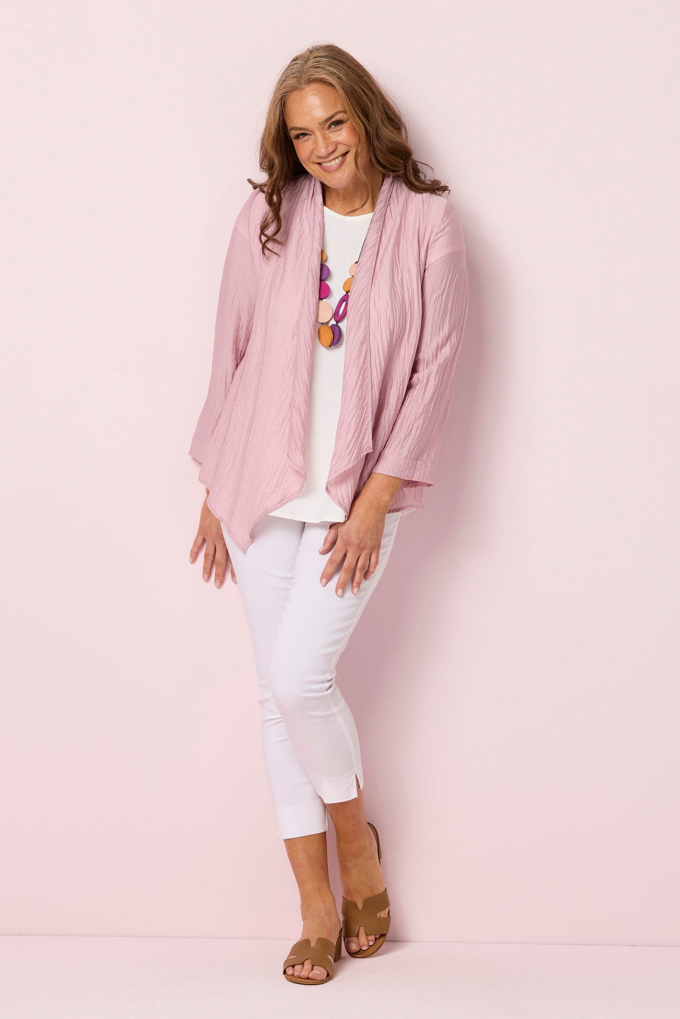 Shop Casino 3/4 Sleeve Waterfall Jacket in Pink – Fella Hamilton