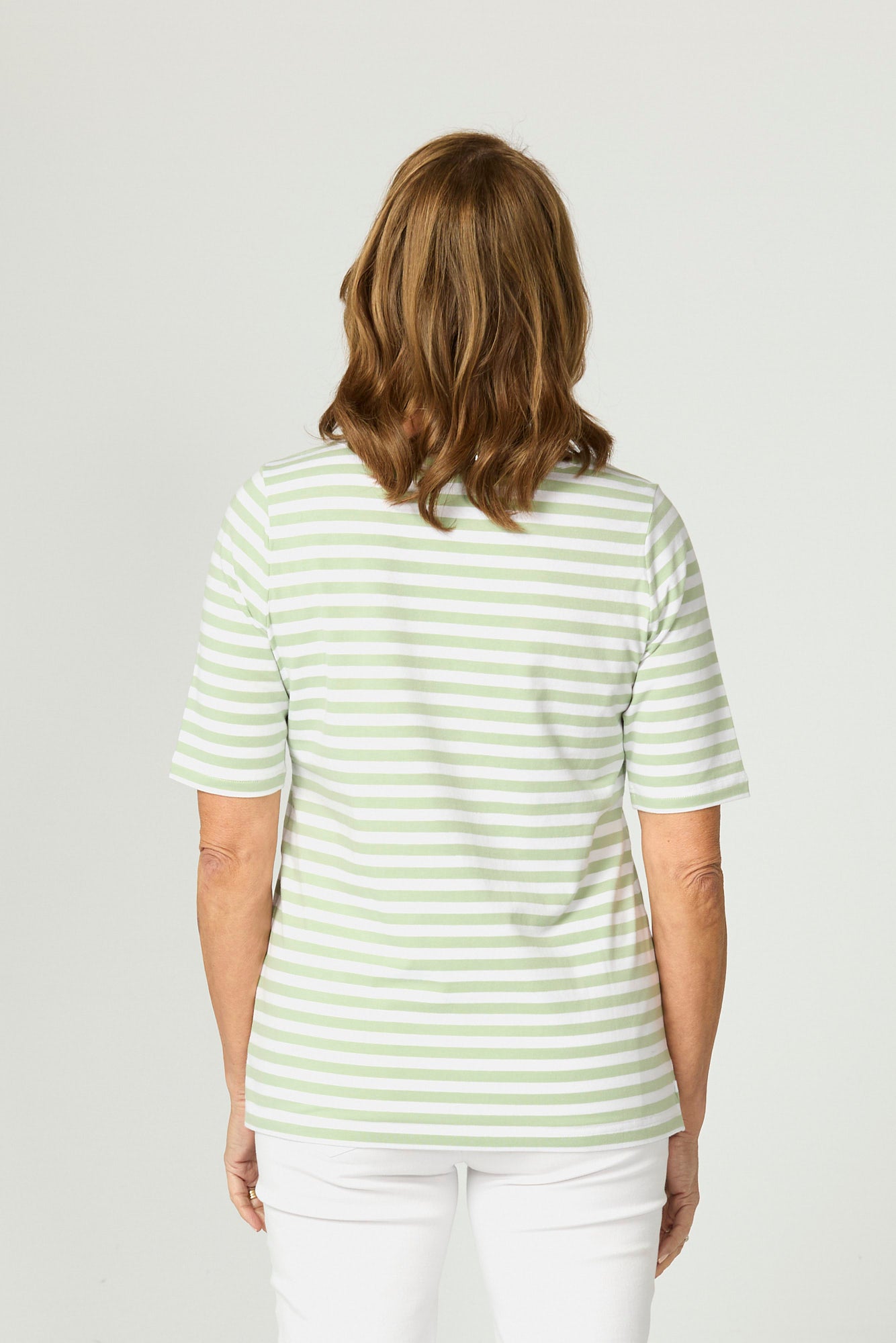 Shop Lido Stripe Elbow Sleeve Tee in Sage – Fella Hamilton