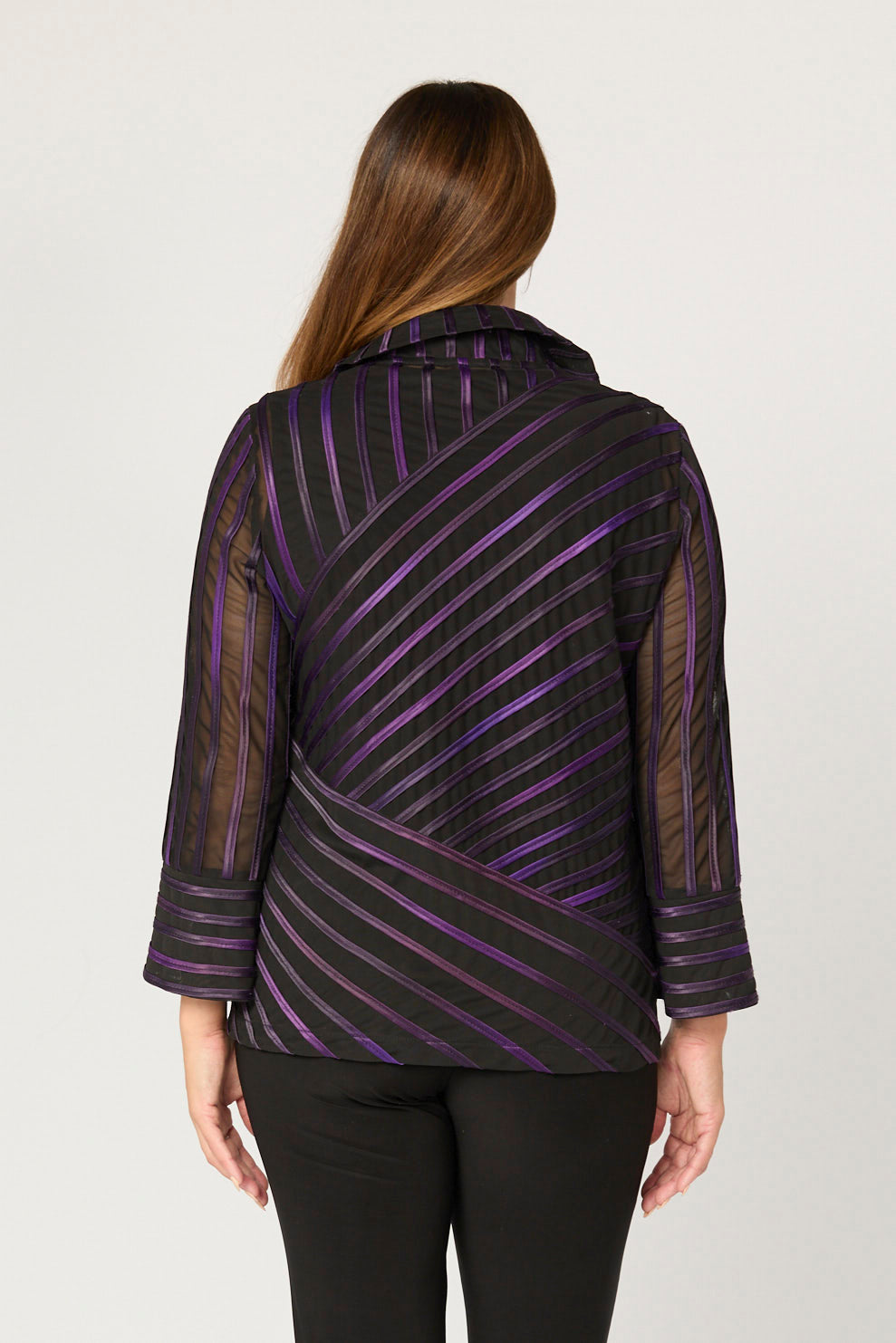 Shop Raven Ribbon Mesh Button Jacket in Black/Purple – Fella Hamilton