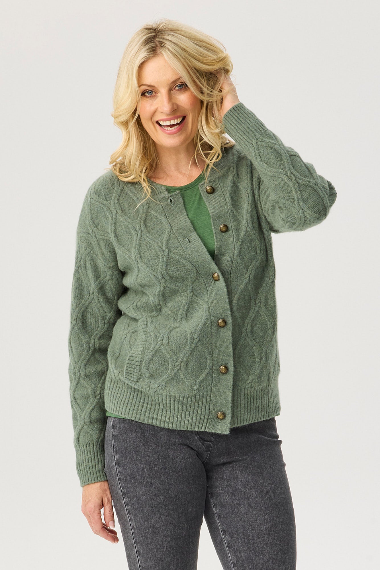 Shop Clementine Bomber Cardigan in Olive Marle – Fella Hamilton