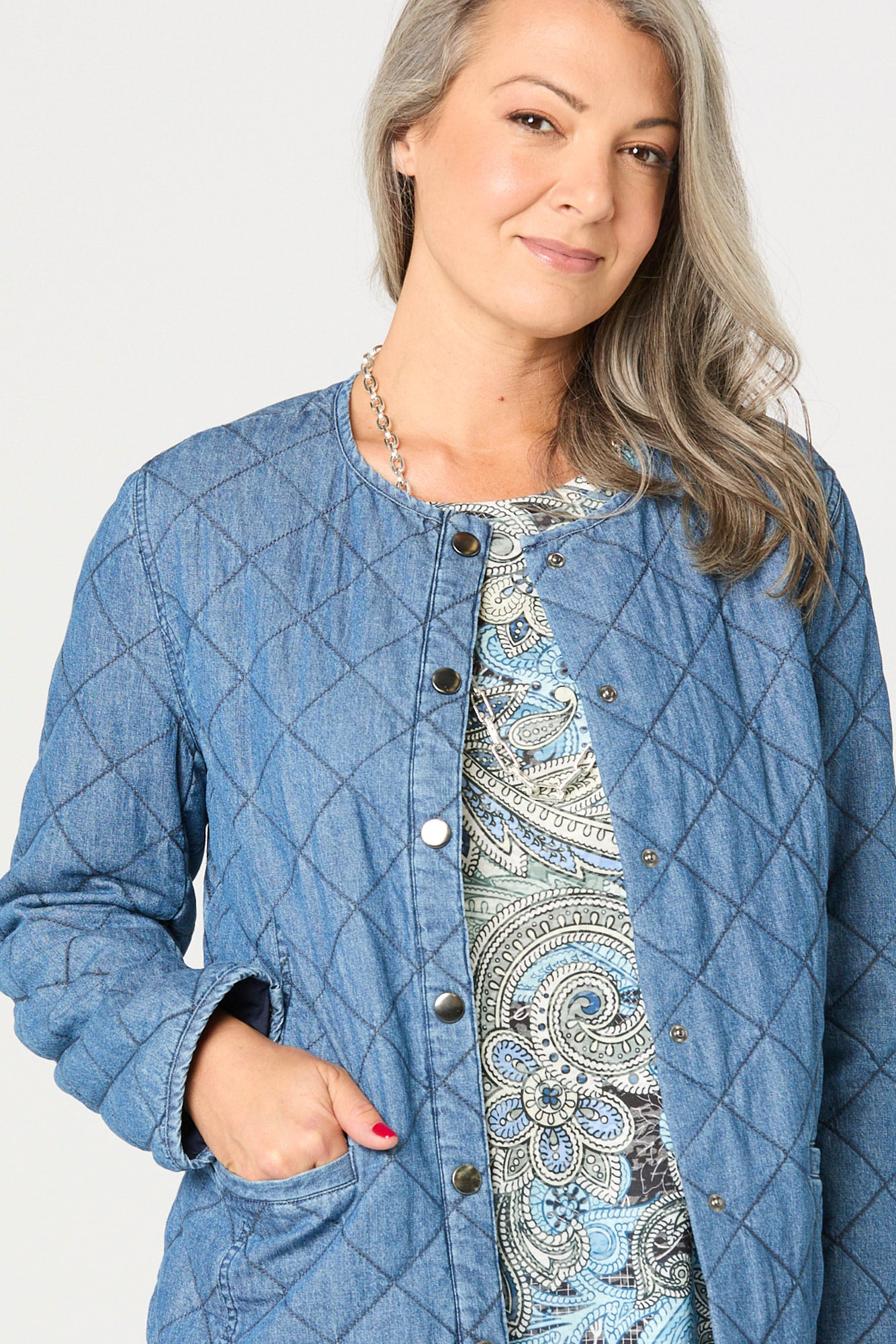 Shop Colette Short Quilt Jacket in Indigo Wash – Fella Hamilton