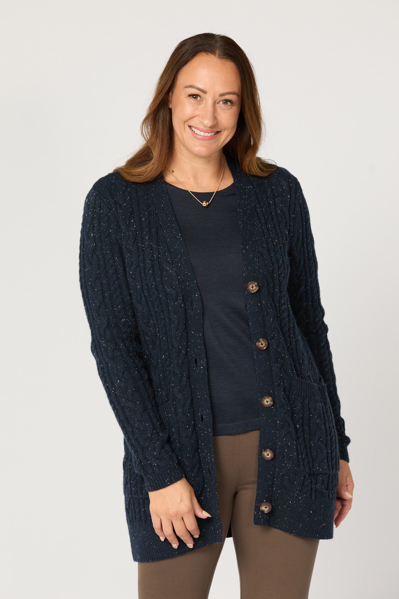 Shop Bateman Long Button Cardigan in Navy/Camel – Fella Hamilton