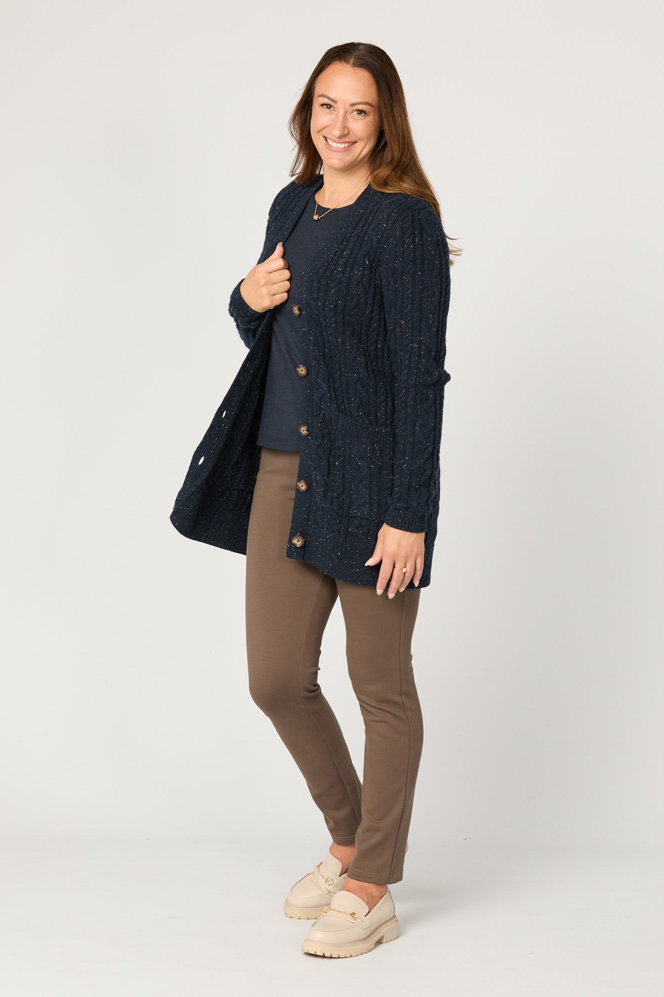 Shop Bateman Long Button Cardigan in Navy/Camel – Fella Hamilton