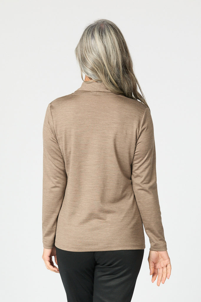 Shop Hedrena Cowl Neck Long Sleeve Top in Truffle – Fella Hamilton