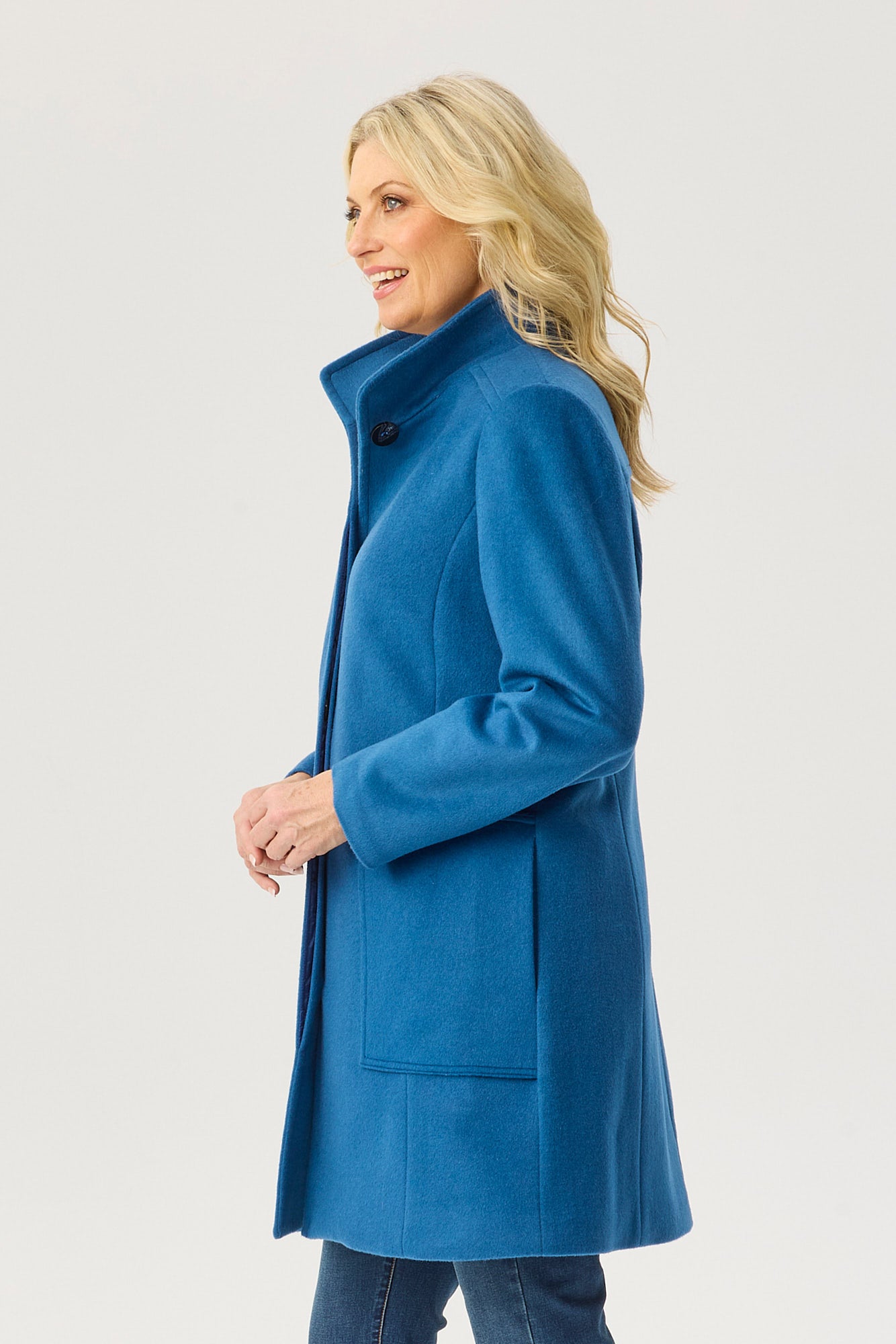 Shop Zarina Concealed Placket Coat in Petrol – Fella Hamilton