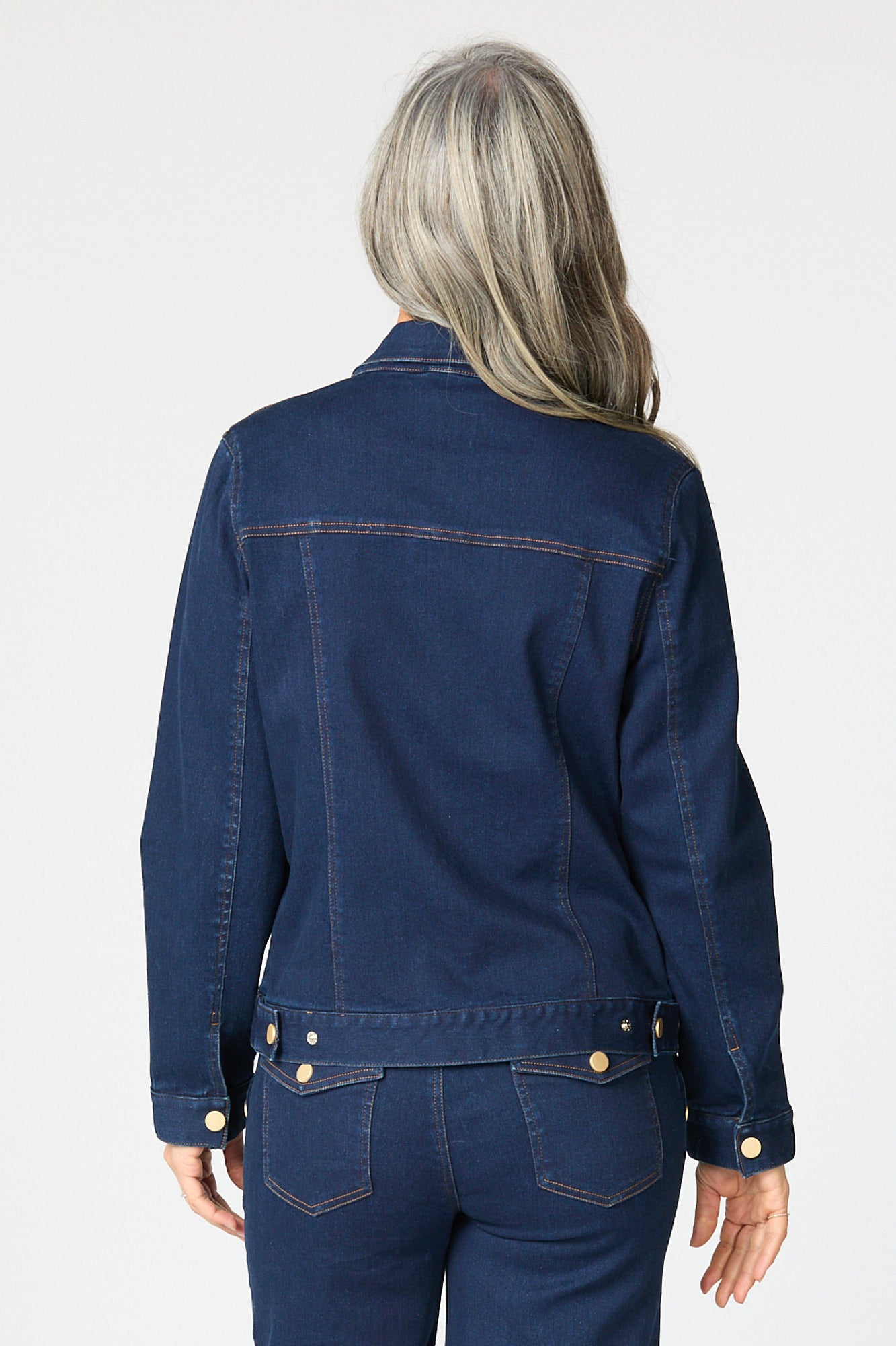 Shop Sabrina Stretch Denim Jacket in Dark Denim – Fella Hamilton