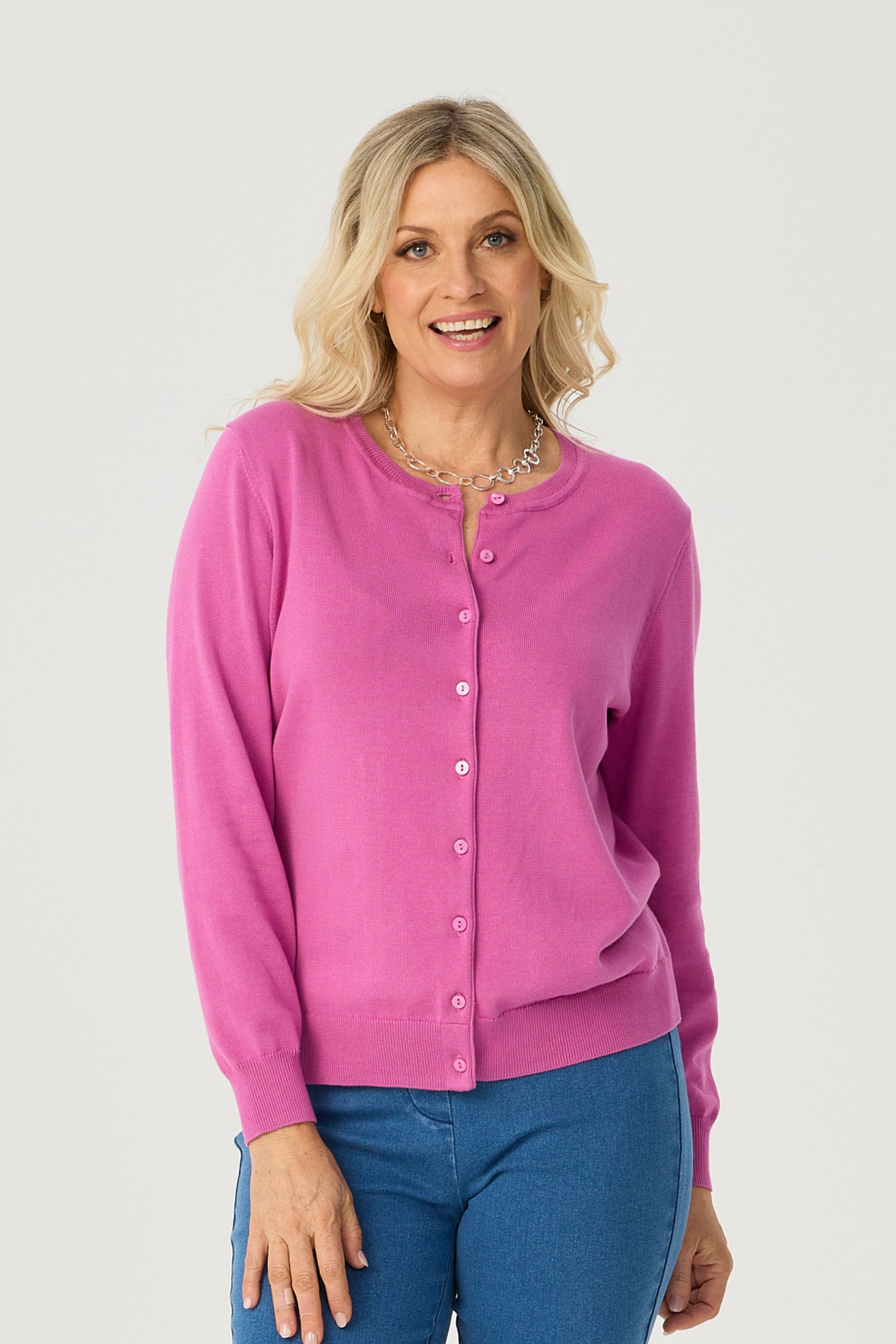 Shop Brady Button Up Long Sleeve Cardigan in Pink Lemonade – Fella Hamilton