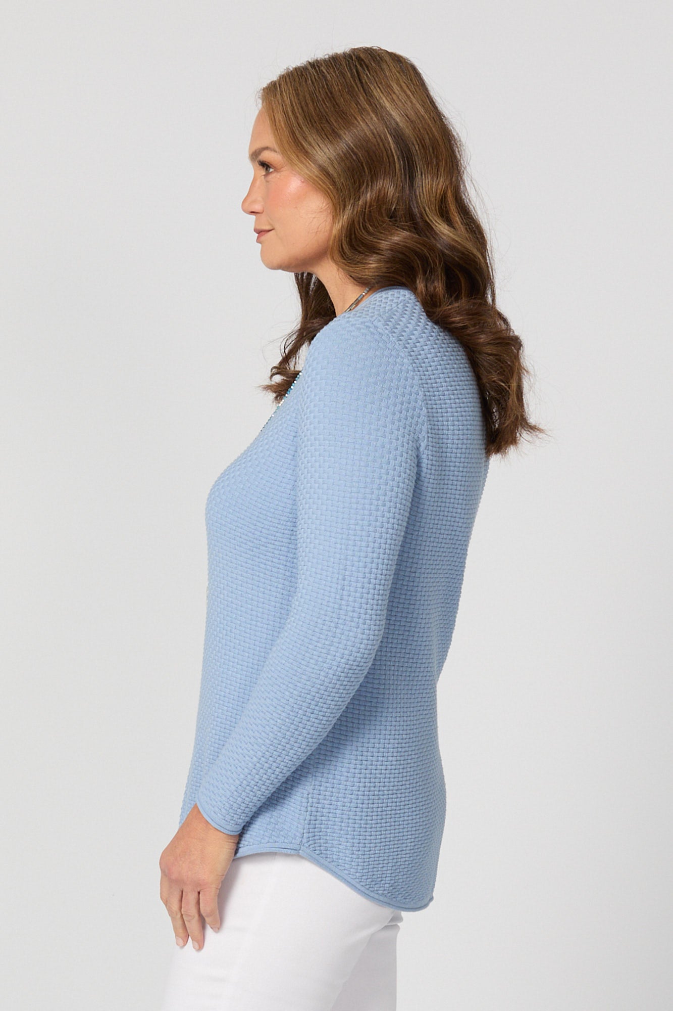 Shop Betty Textured Sweater in Chambray – Fella Hamilton