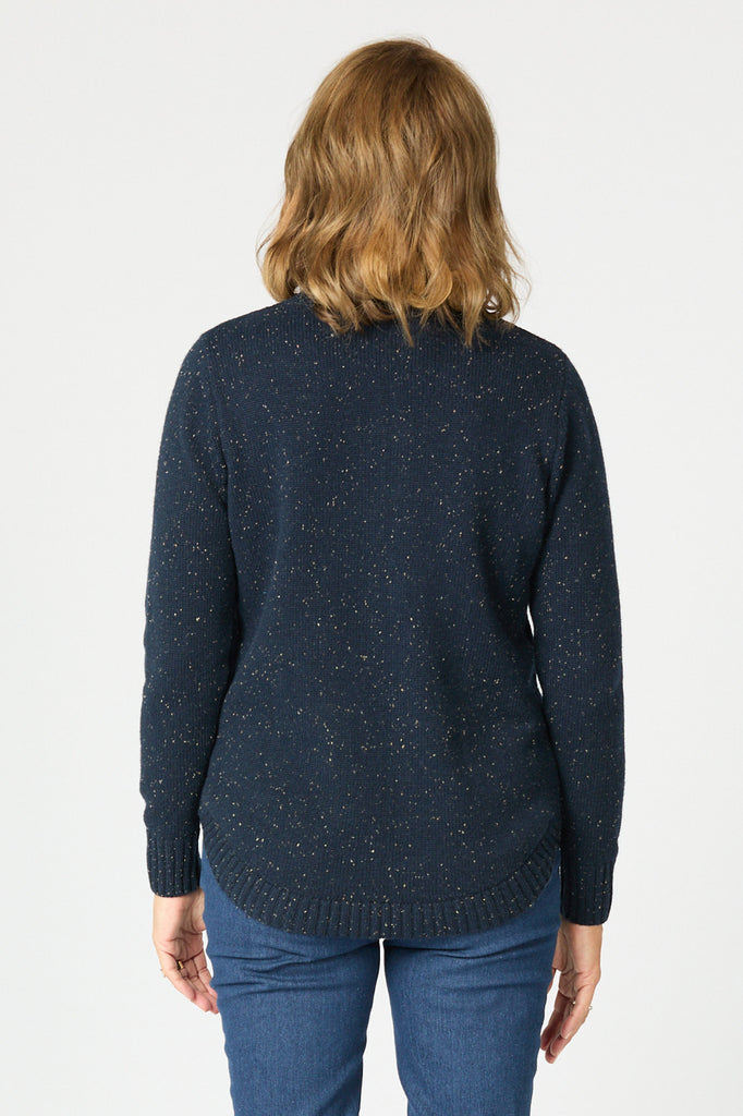 Shop Bateman Curve Hem Sweater in Navy/Camel – Fella Hamilton