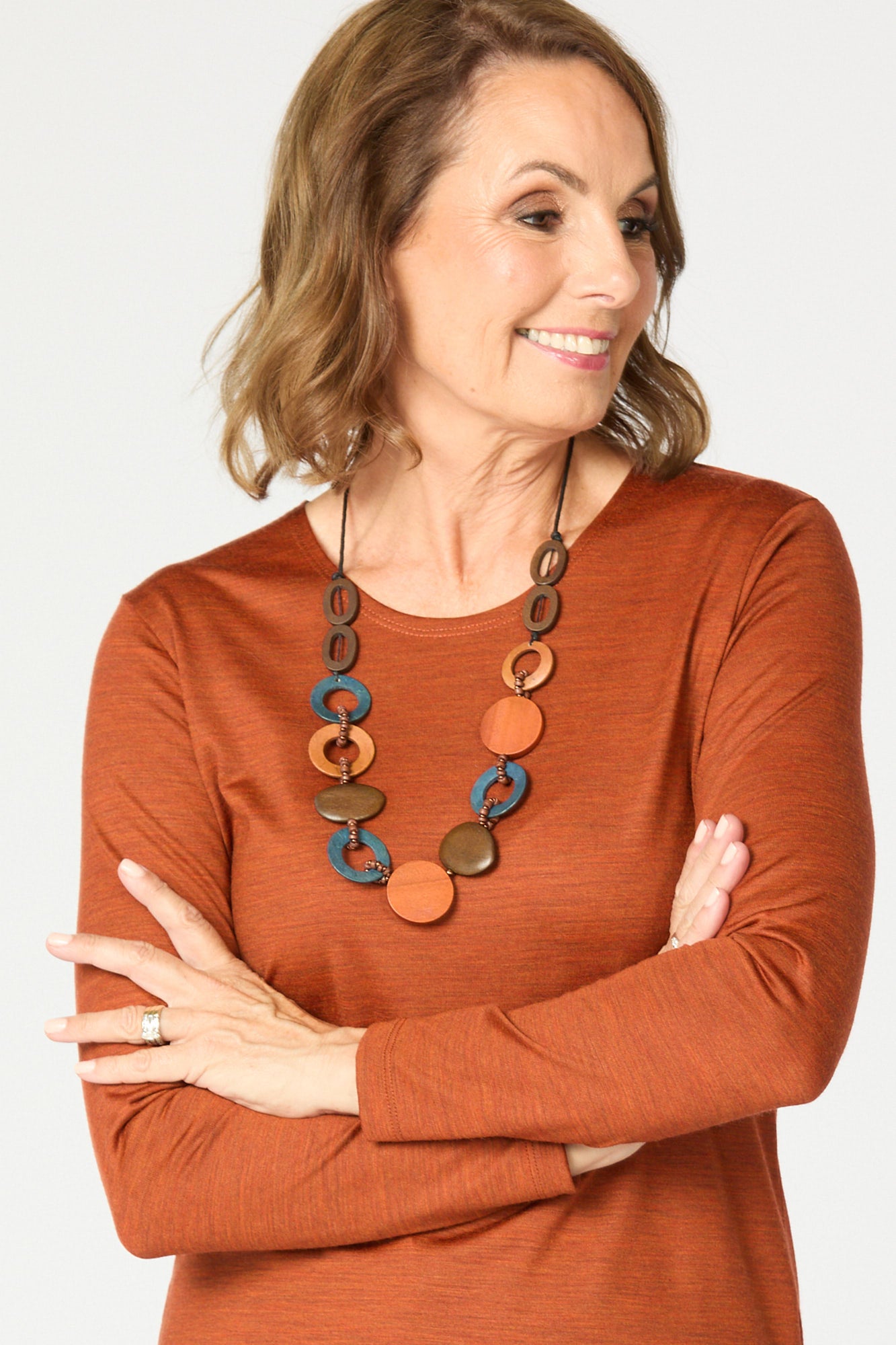 Shop Hedrena Classic Long Sleeve Tee Tango in Russet – Fella Hamilton