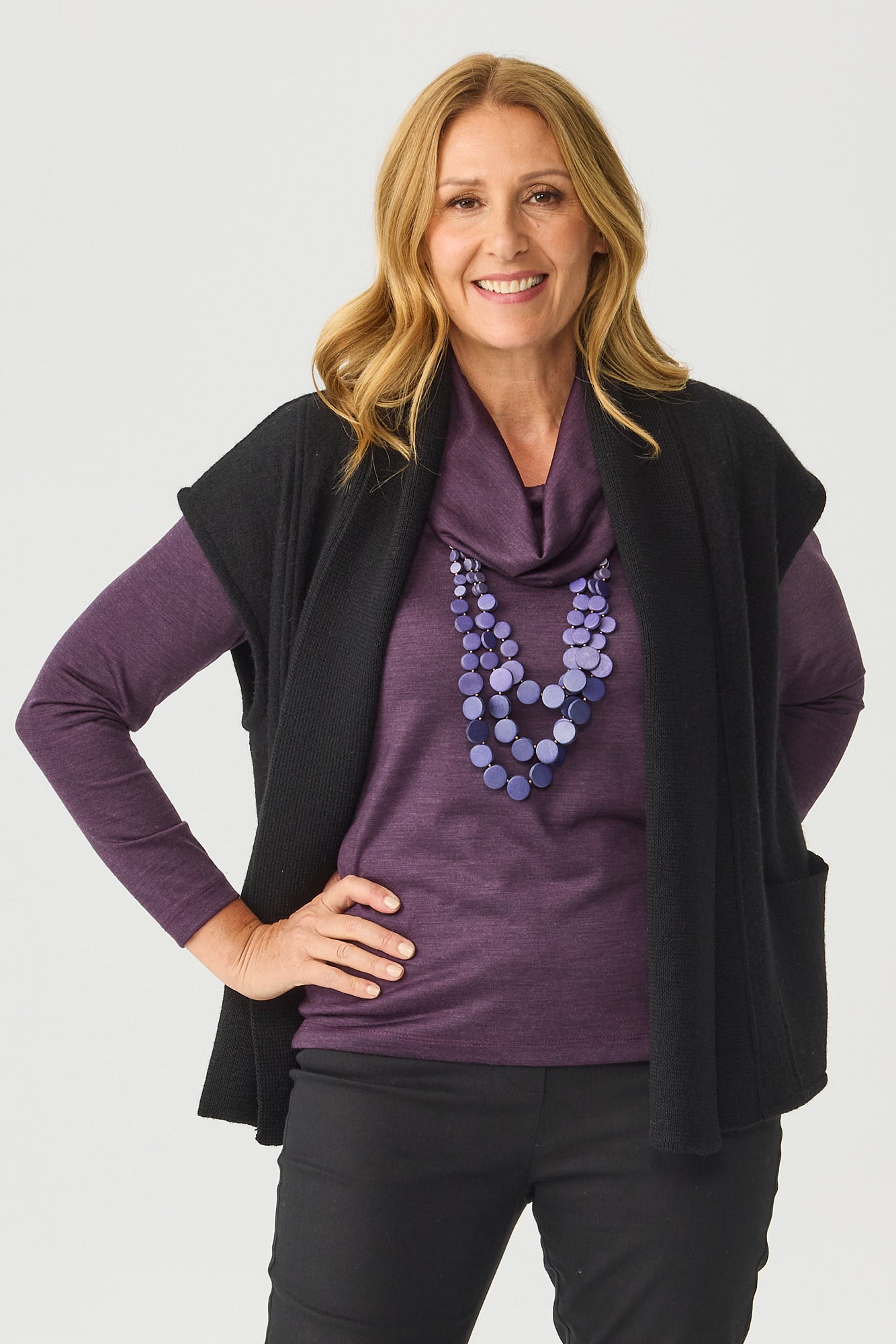 Shop Hedrena Cowl Neck Long Sleeve Top in Raisin – Fella Hamilton