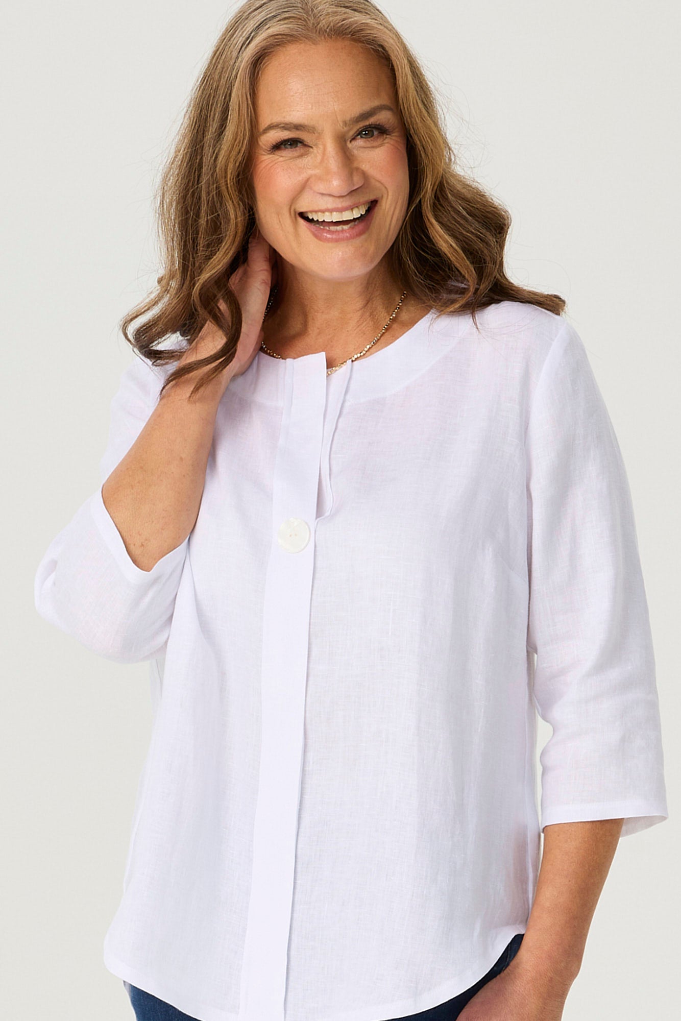Shop Cologne 1 Button Tunic Top in White – Fella Hamilton
