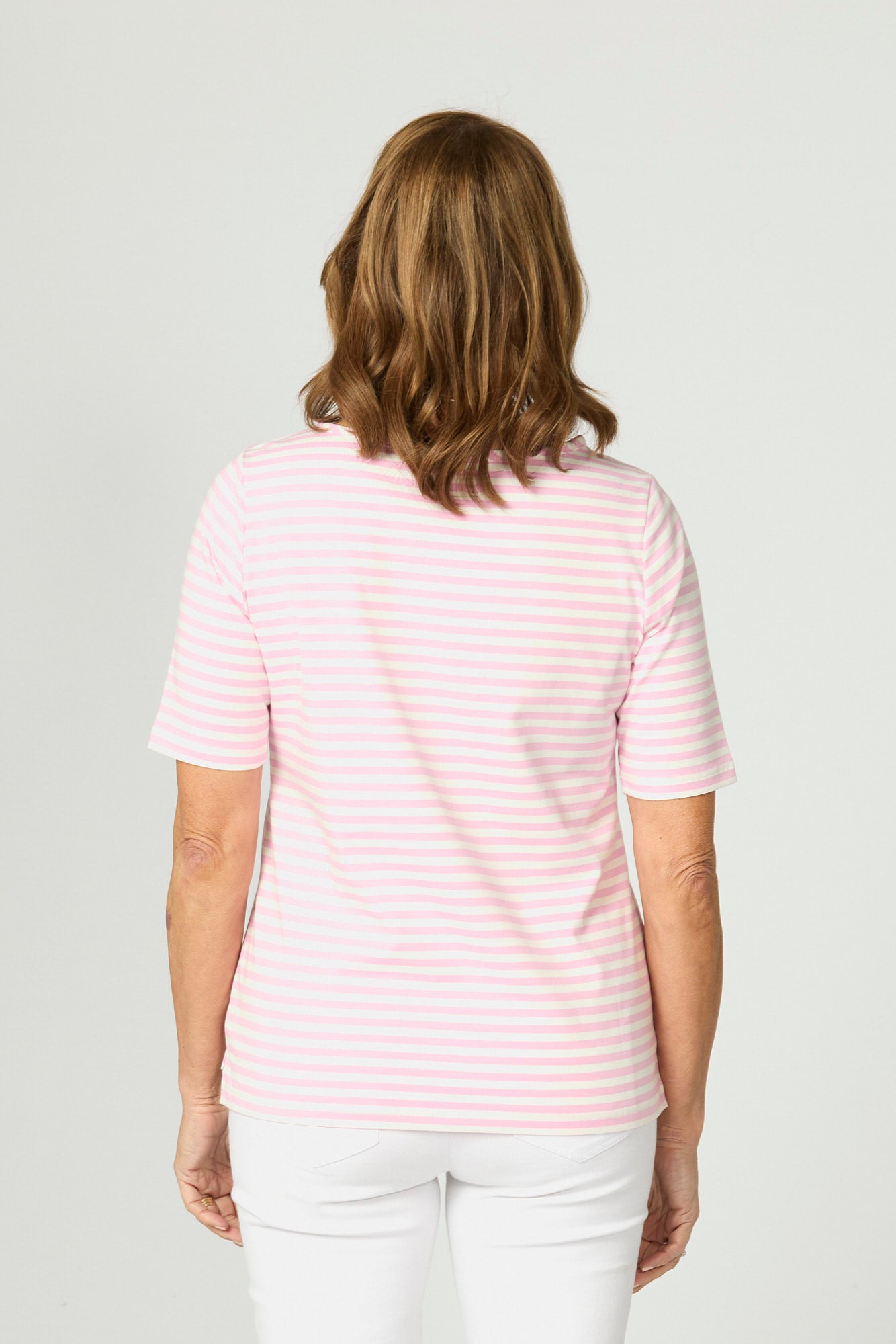 Shop Lido Stripe Elbow Sleeve Tee in Pink – Fella Hamilton