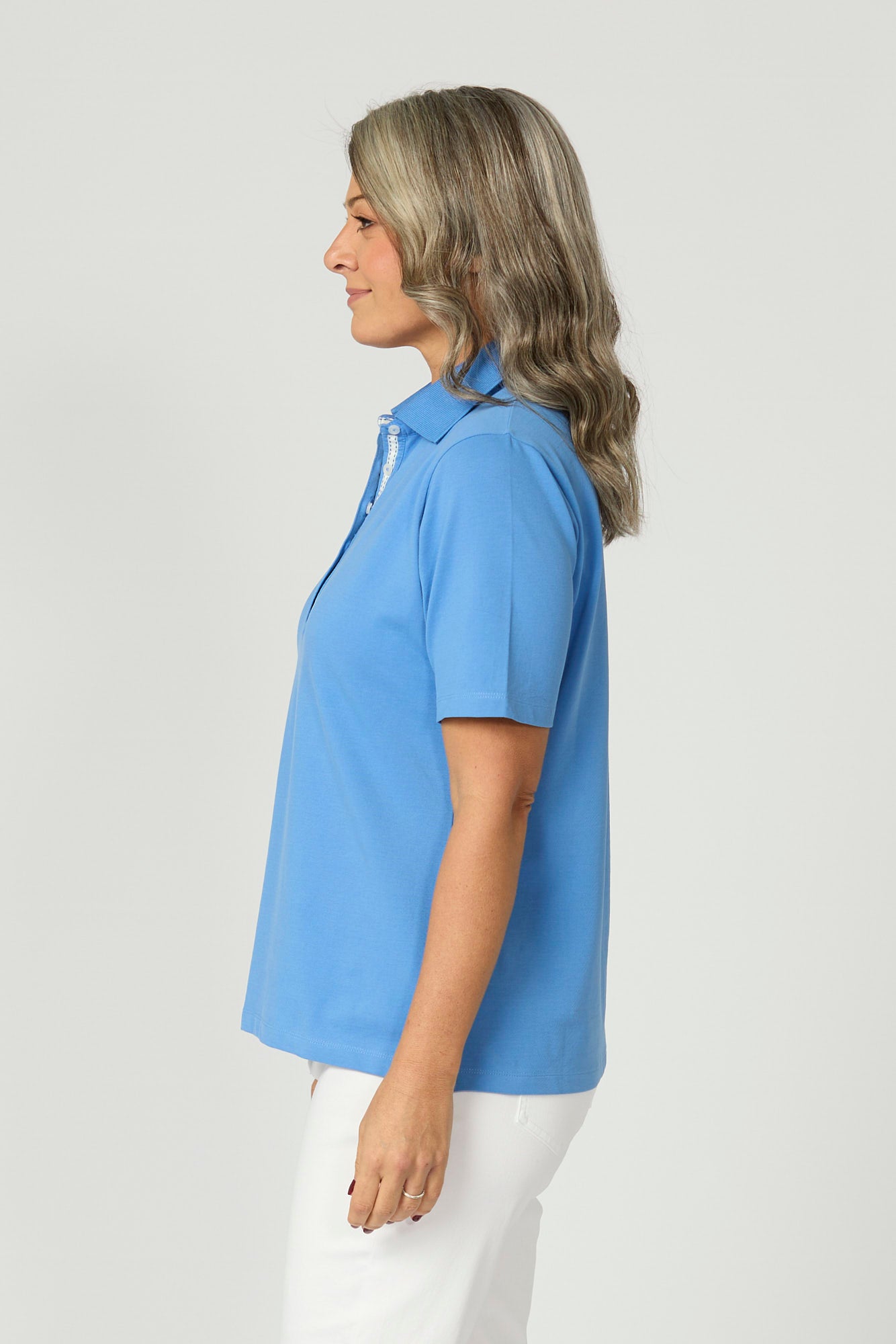 Shop Madison S/S Polo Top in Blue – Fella Hamilton