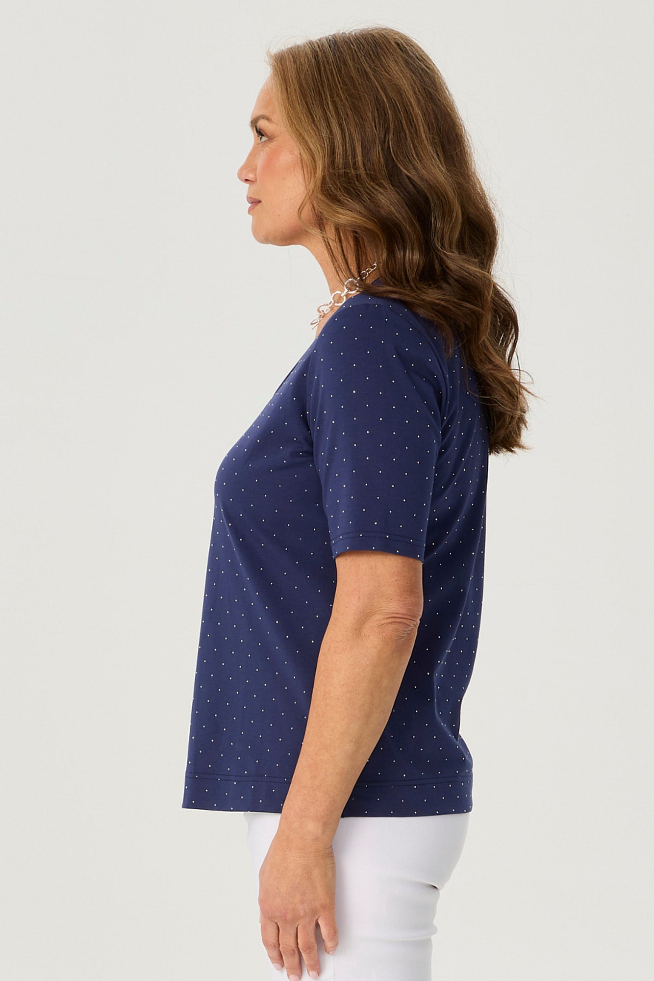 Shop Delray Stud S/S Tee in Navy – Fella Hamilton