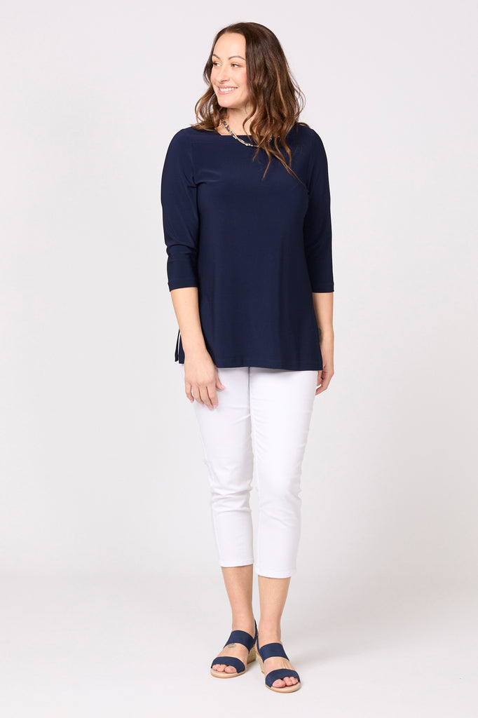 Shop Hush Square Neck 3/4 Slv Top in Navy – Fella Hamilton