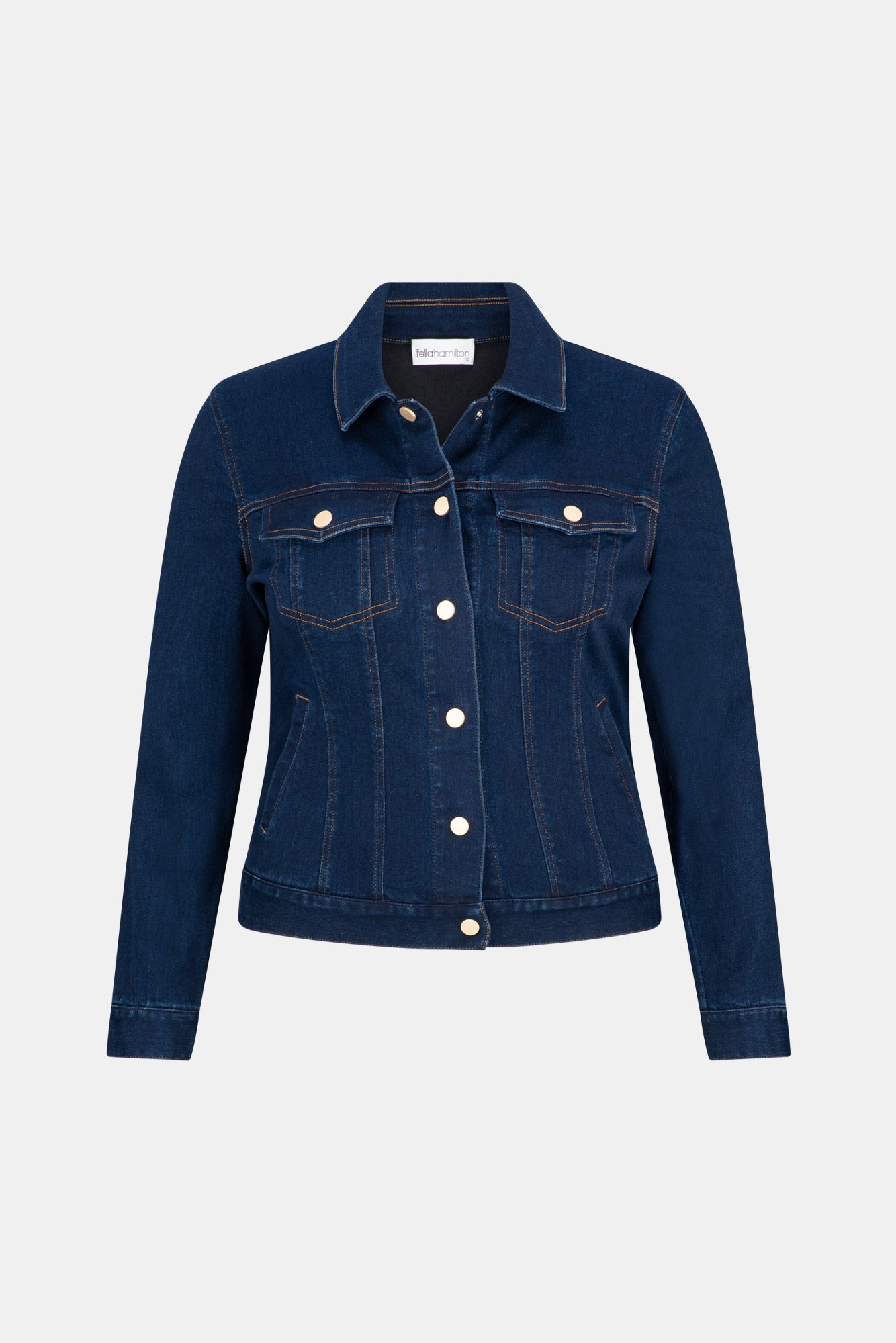 Shop Sabrina Stretch Denim Jacket in Dark Denim – Fella Hamilton