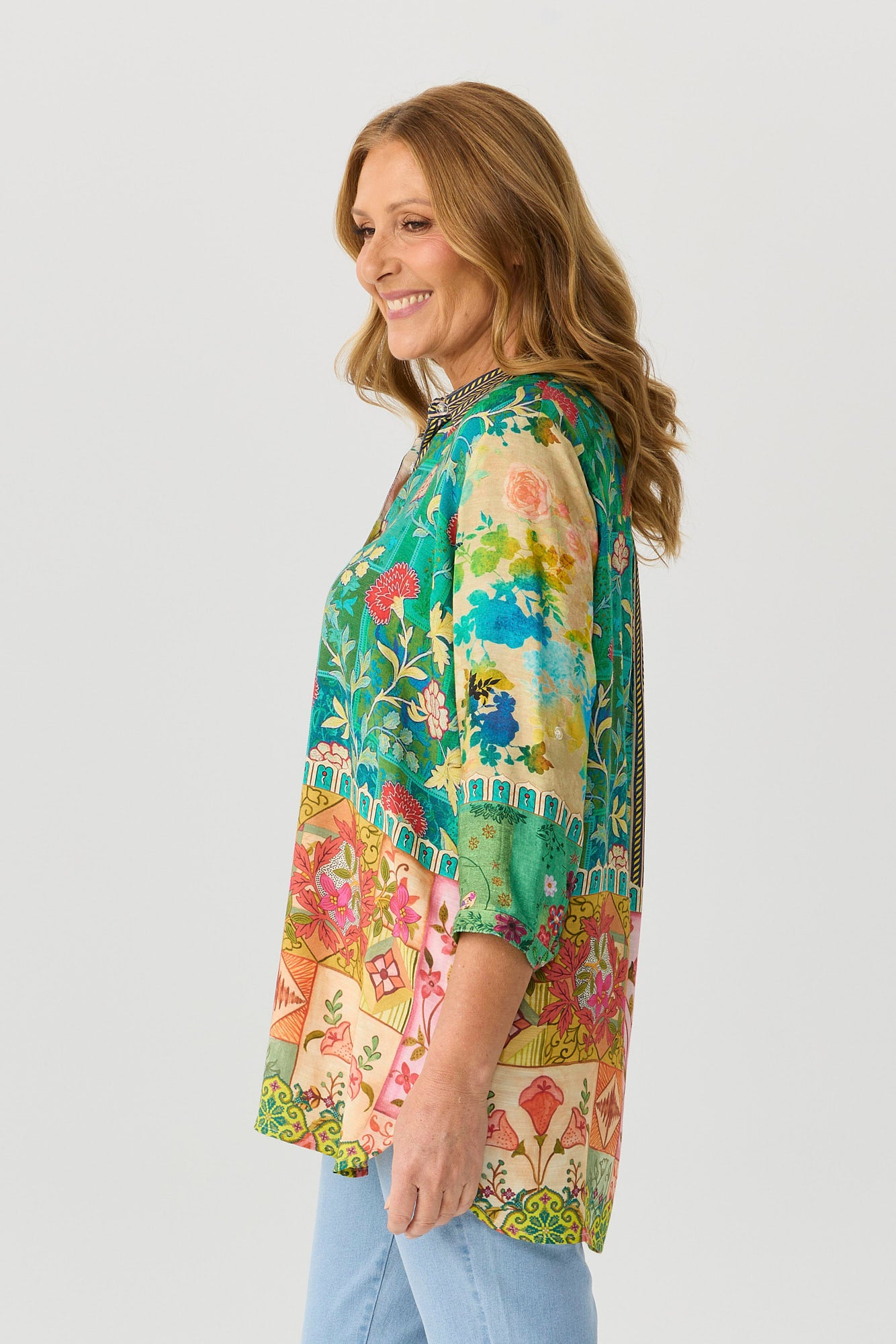 Shop Dandy Relaxed 3/4 Slv Shirt in Multi Tile – Fella Hamilton