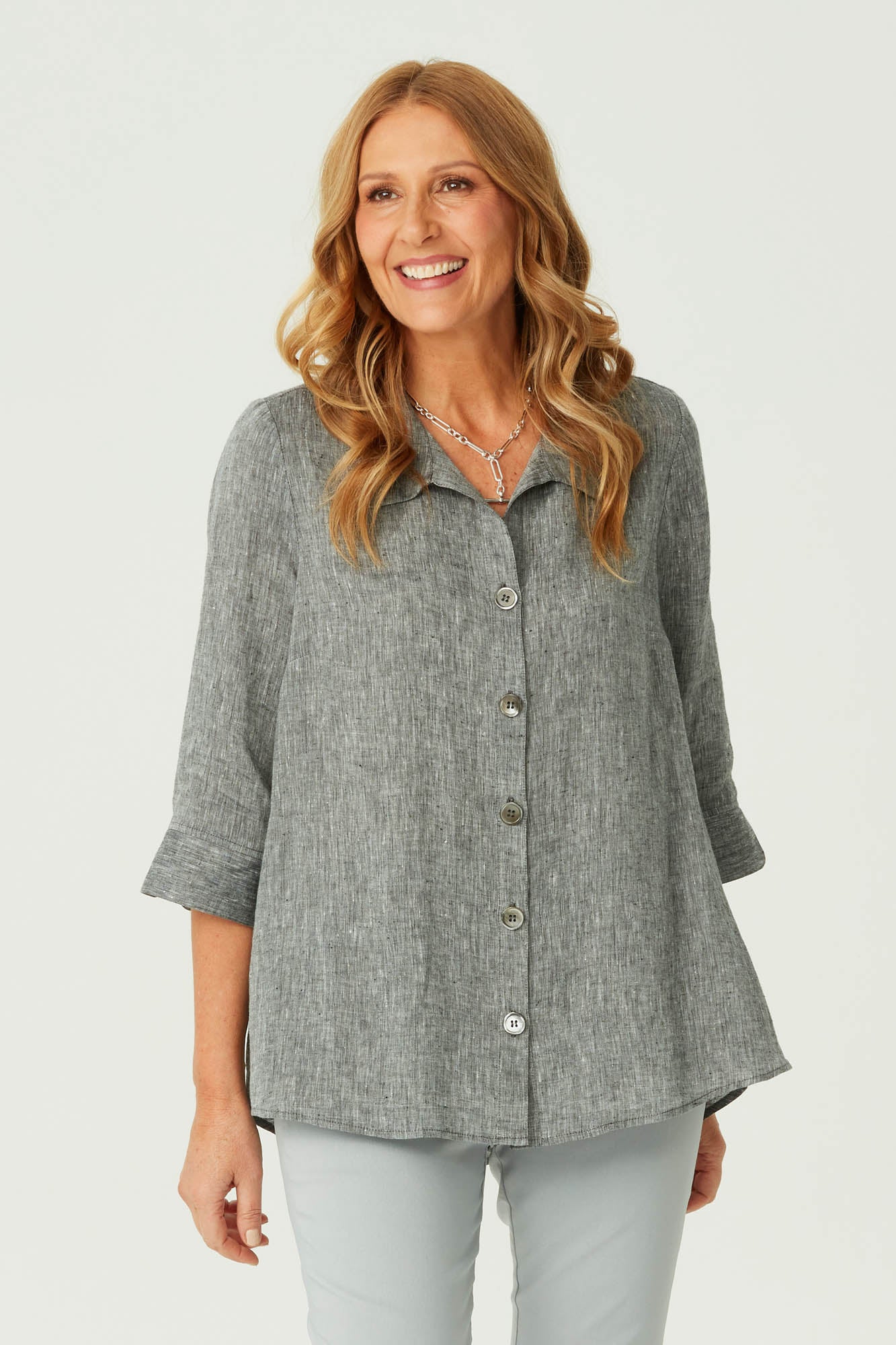 Shop Linza 3/4 Slv Swing Shirt in Blk/White – Fella Hamilton