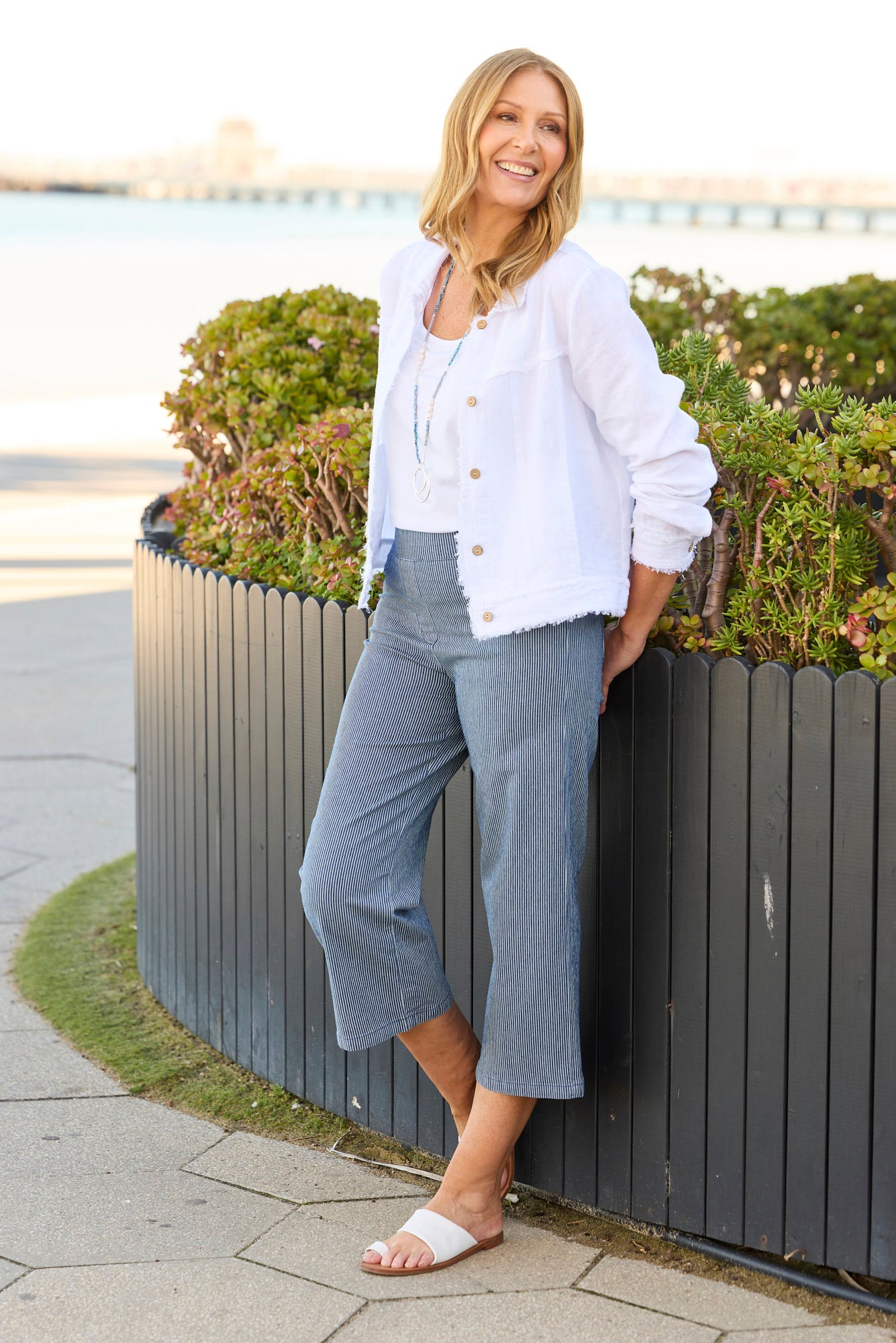Shop Ari Frayed Linen Jacket in White – Fella Hamilton