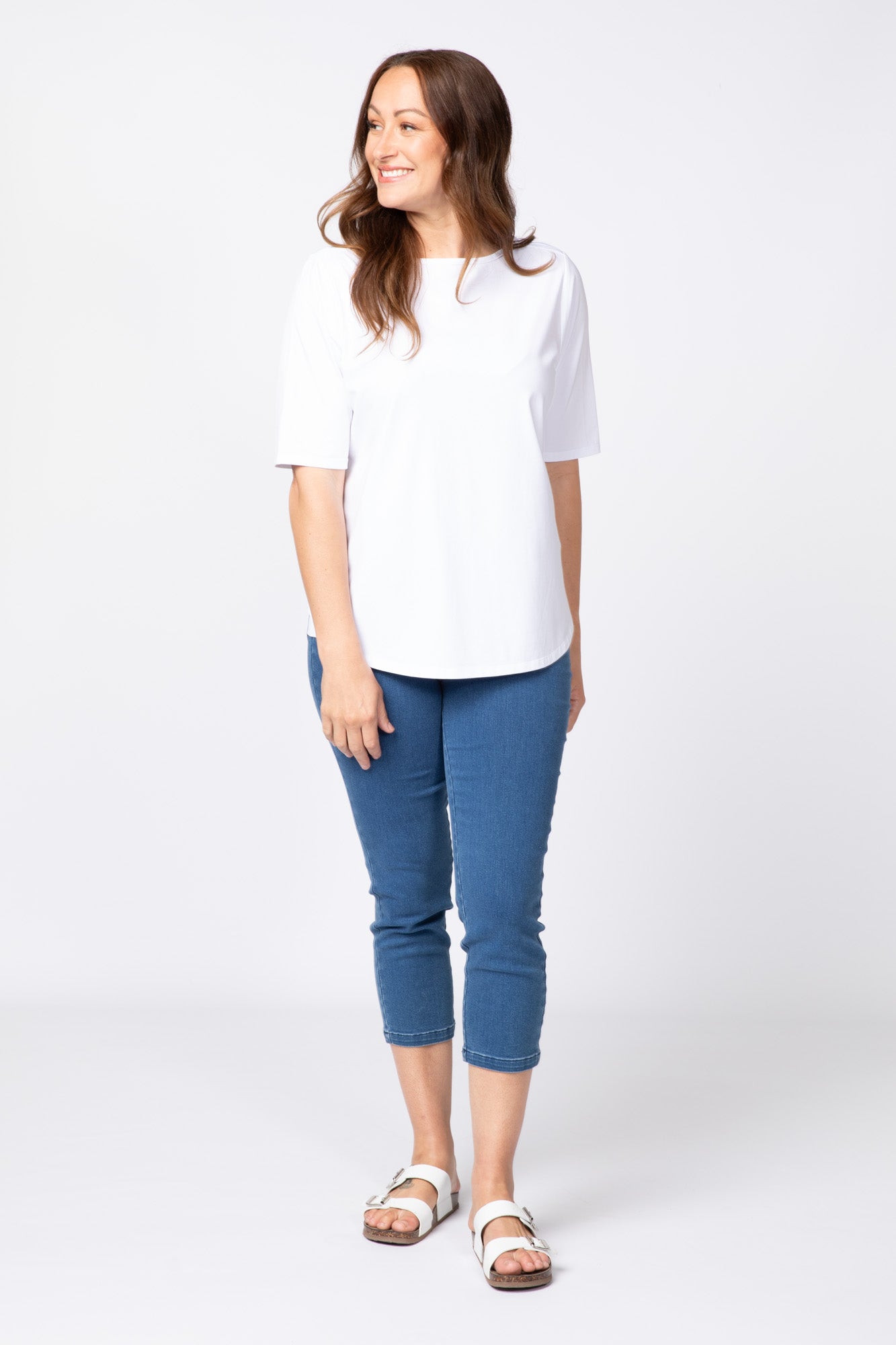 Shop Recreation Boat Neck Elbow Slv Top in White – Fella Hamilton