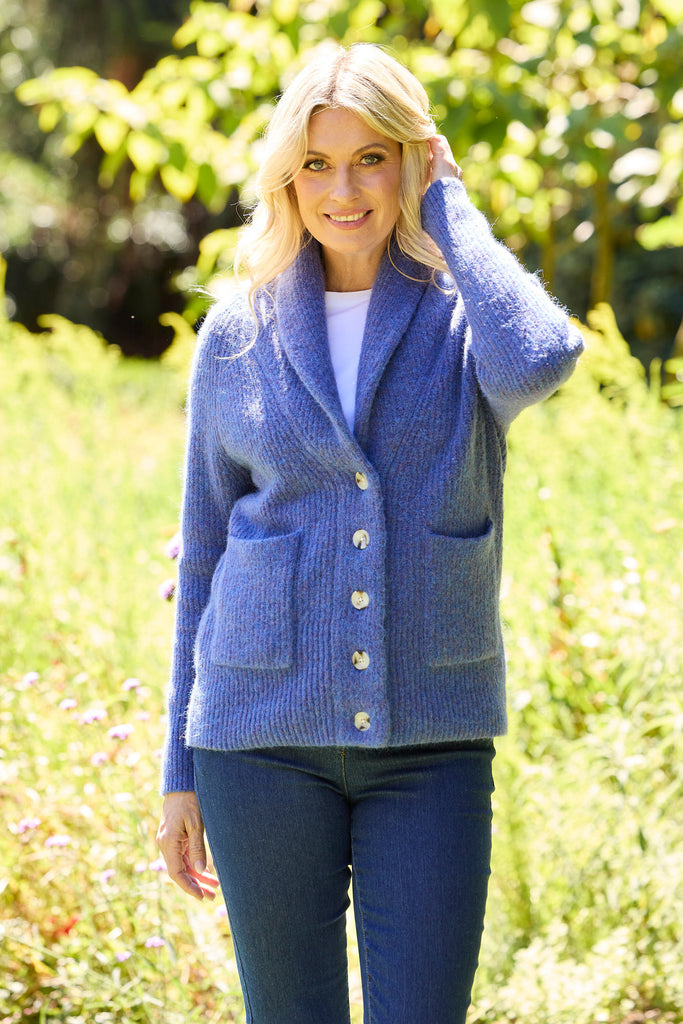 Shop Albert Cardigan in Cerulian Marle – Fella Hamilton