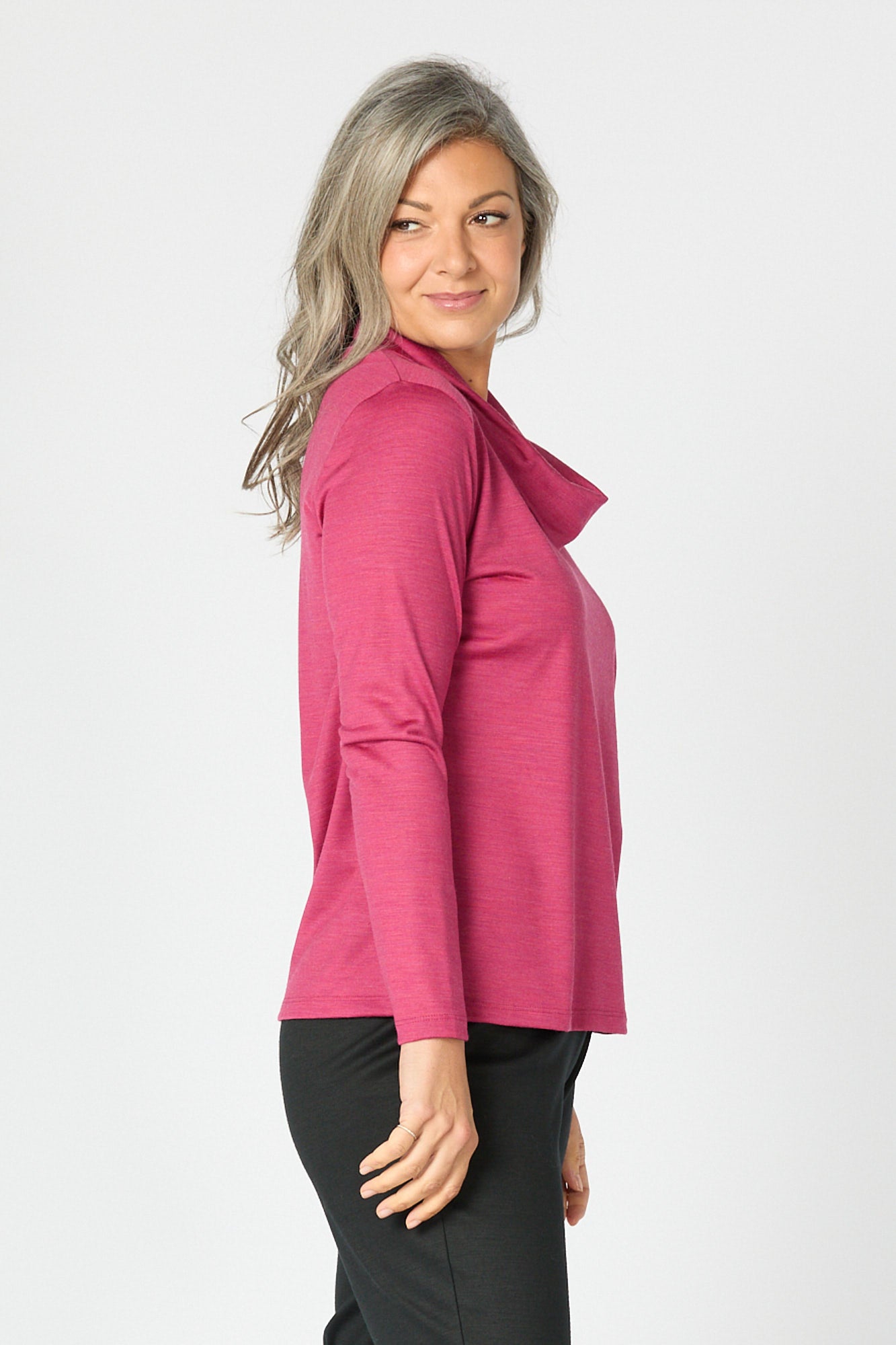Shop Hedrena Cowl Neck Long Sleeve Top in Sangria – Fella Hamilton