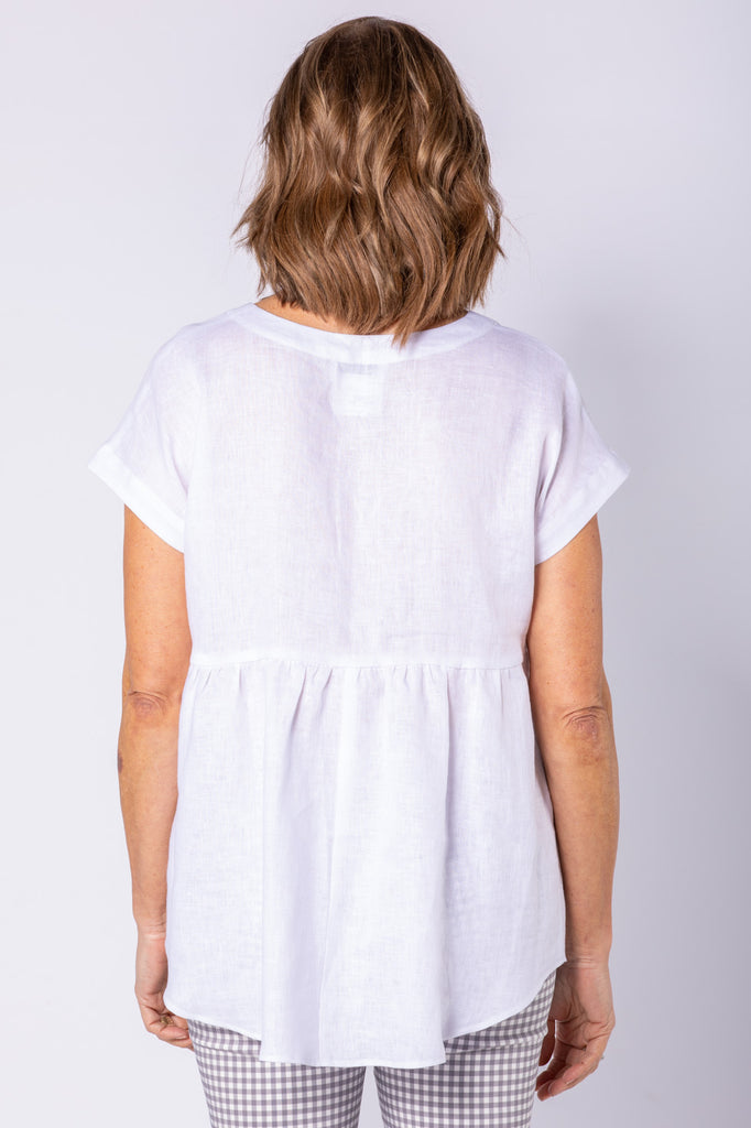 Shop Cologne Gathered Shell Top in White – Fella Hamilton