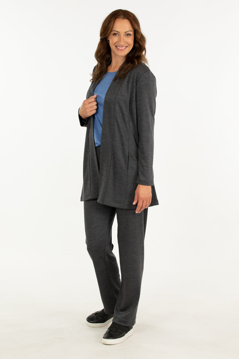 Shop Hedrena Interlock Swing Cardigan in Charcoal – Fella Hamilton